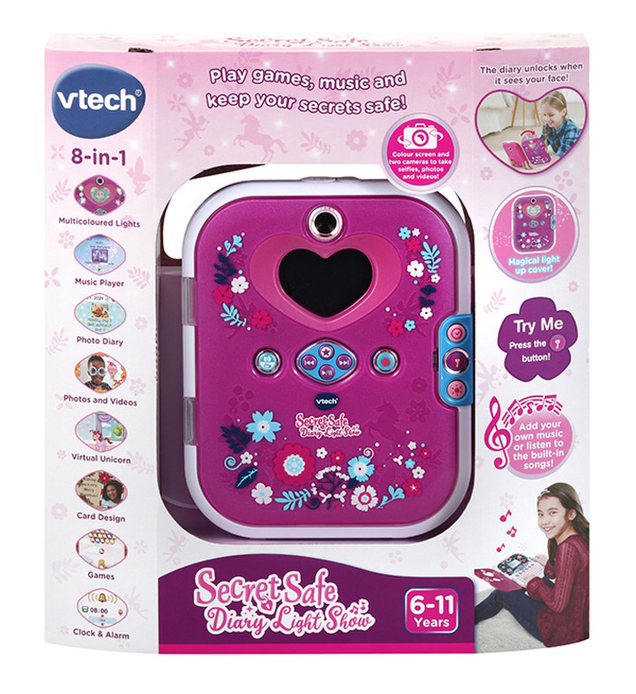 VTech Secret Safe Diary Light Show – Voice & Face Unlock Diary ...
